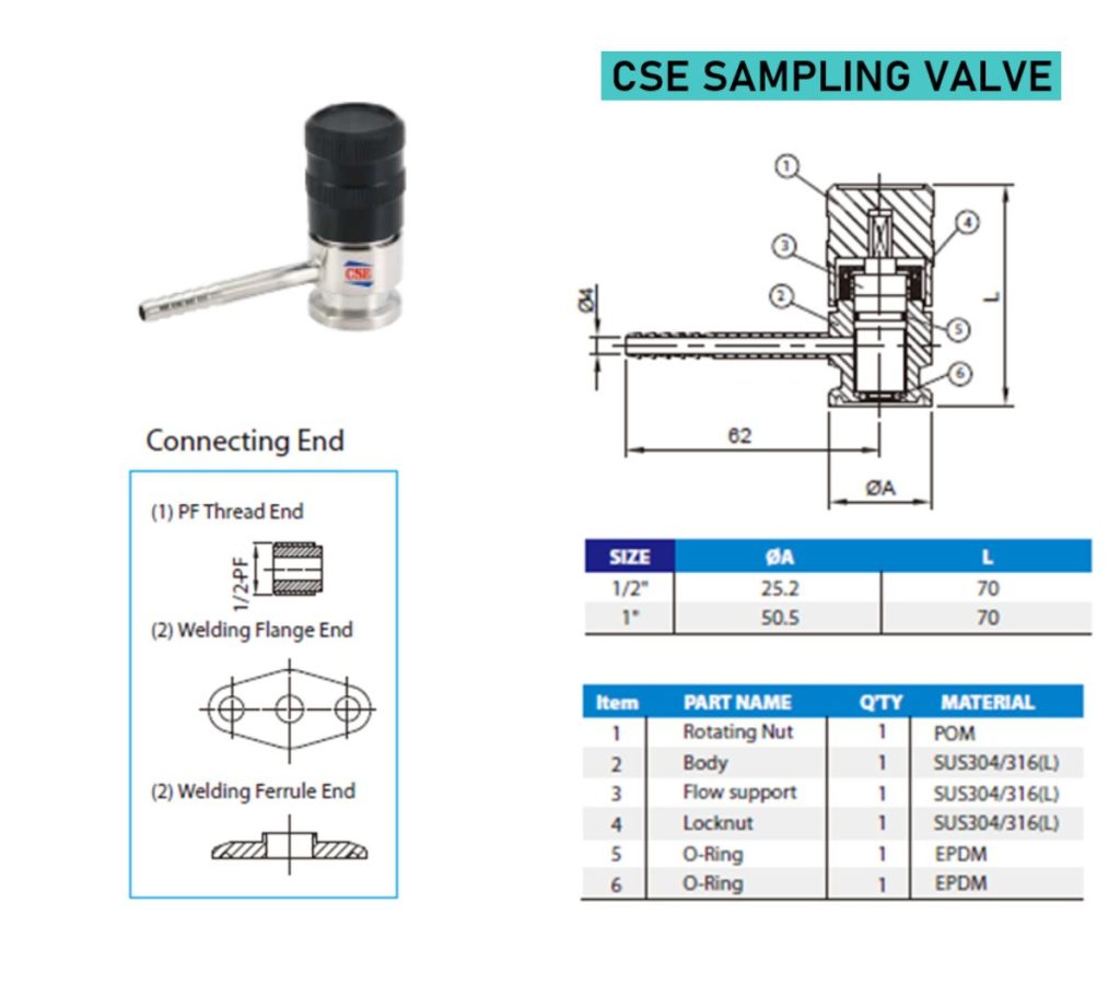 CSE Sampling Valve - C Type - Mega Valve & Fitting Pte Ltd