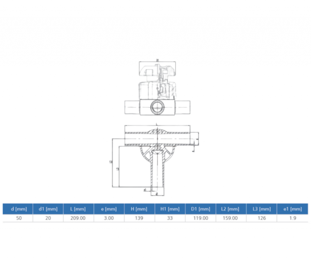 HP Ray PVDF-UHP Butt Fusion Reducing T-Diaphragm Valve - Mega Valve & Fitting Pte Ltd